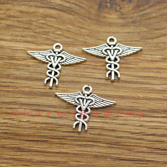 20pcs Caduceus Charms Medical Symbol Charms Antique Silver - Etsy