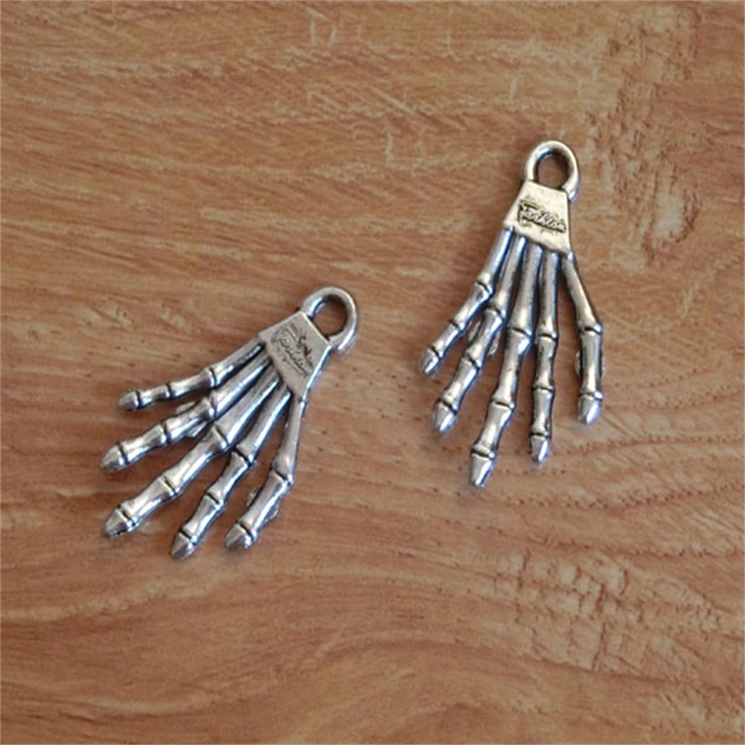 15pcs Skeleton Hand Charms Halloween Charms Antique Silver Tone 35x21mm ...