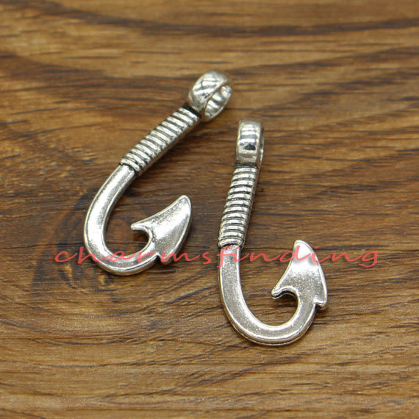 20pcs Fishing Hook Charms Hook Charms Antique Silver Tone - Etsy