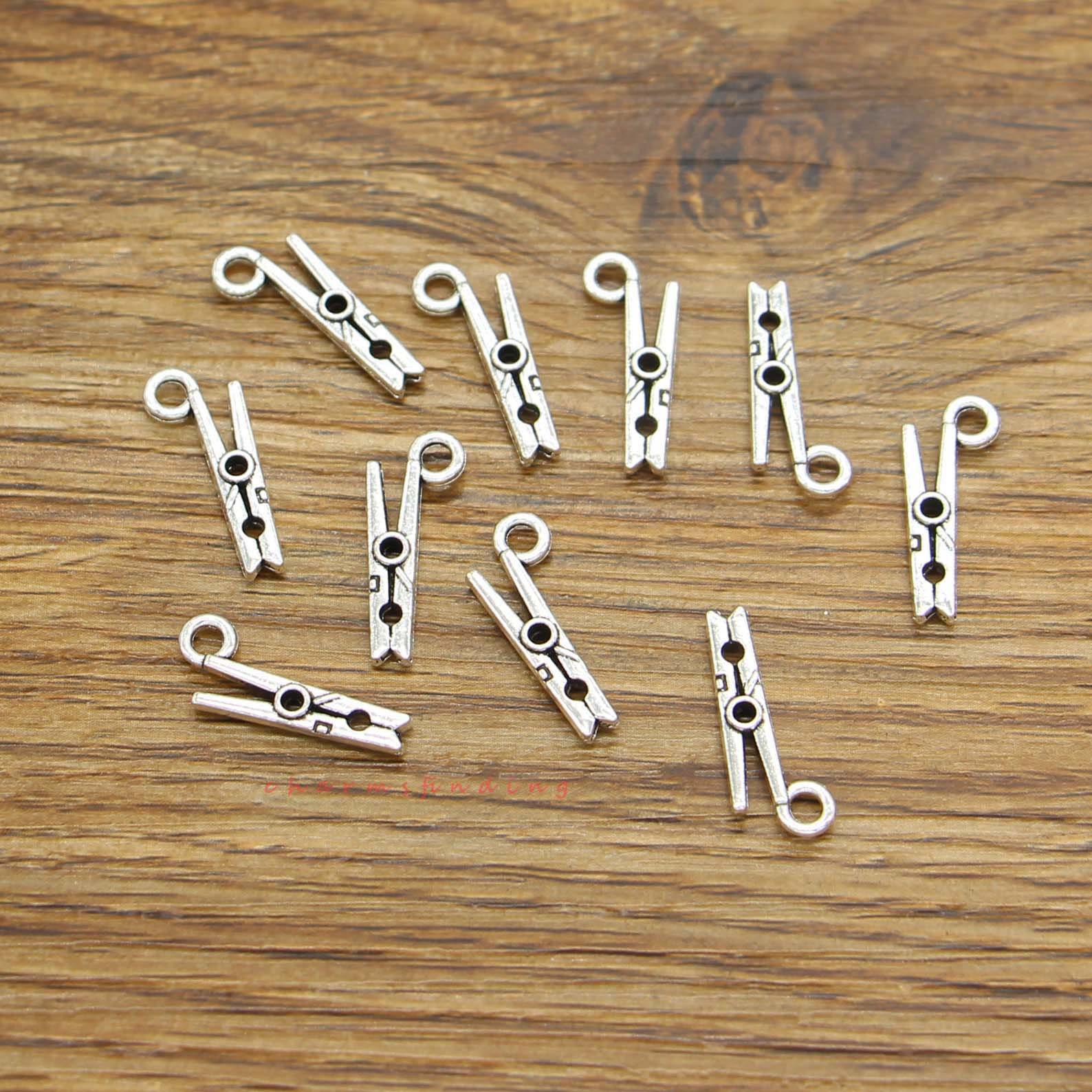 50pcs Clothes Pin Charms Clothes Clip Antique Silver Tone | Etsy