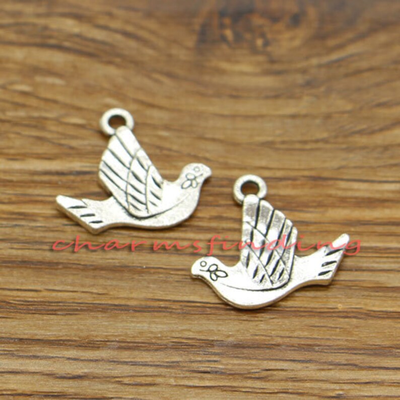 30pcs Peace Dove Charms Two Sided Bird Charm Antique Silver | Etsy