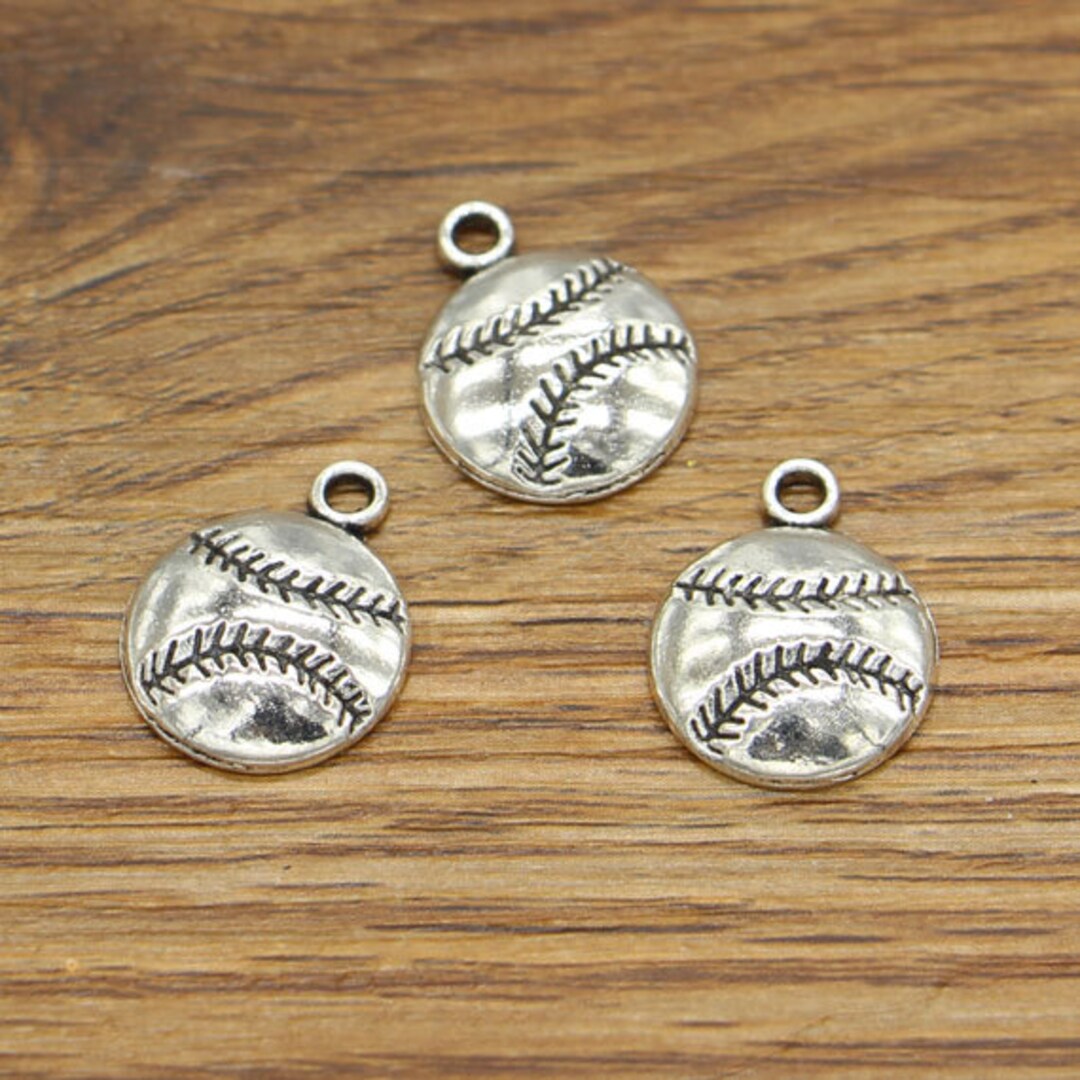 20pcs Baseball Charms Ball Charms Sports Charms 2 Sided Antique Silver ...