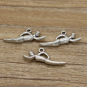 20pcs Swimming Charms Swimmer Charms Antique Silver Tone 29x11mm Cf2194 ...