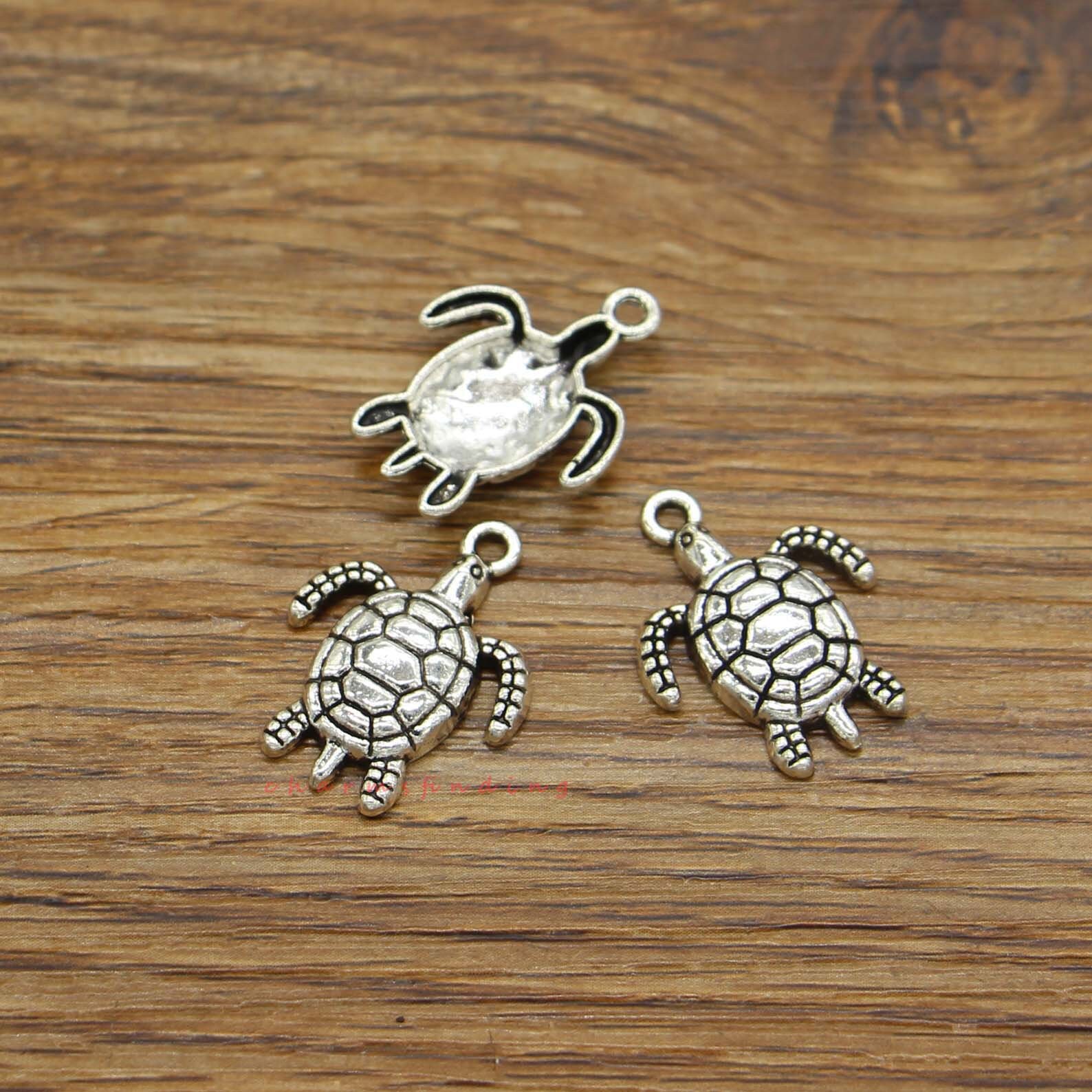 25pcs Sea Turtle Baby Turtle Charms Antique Silver Tone | Etsy