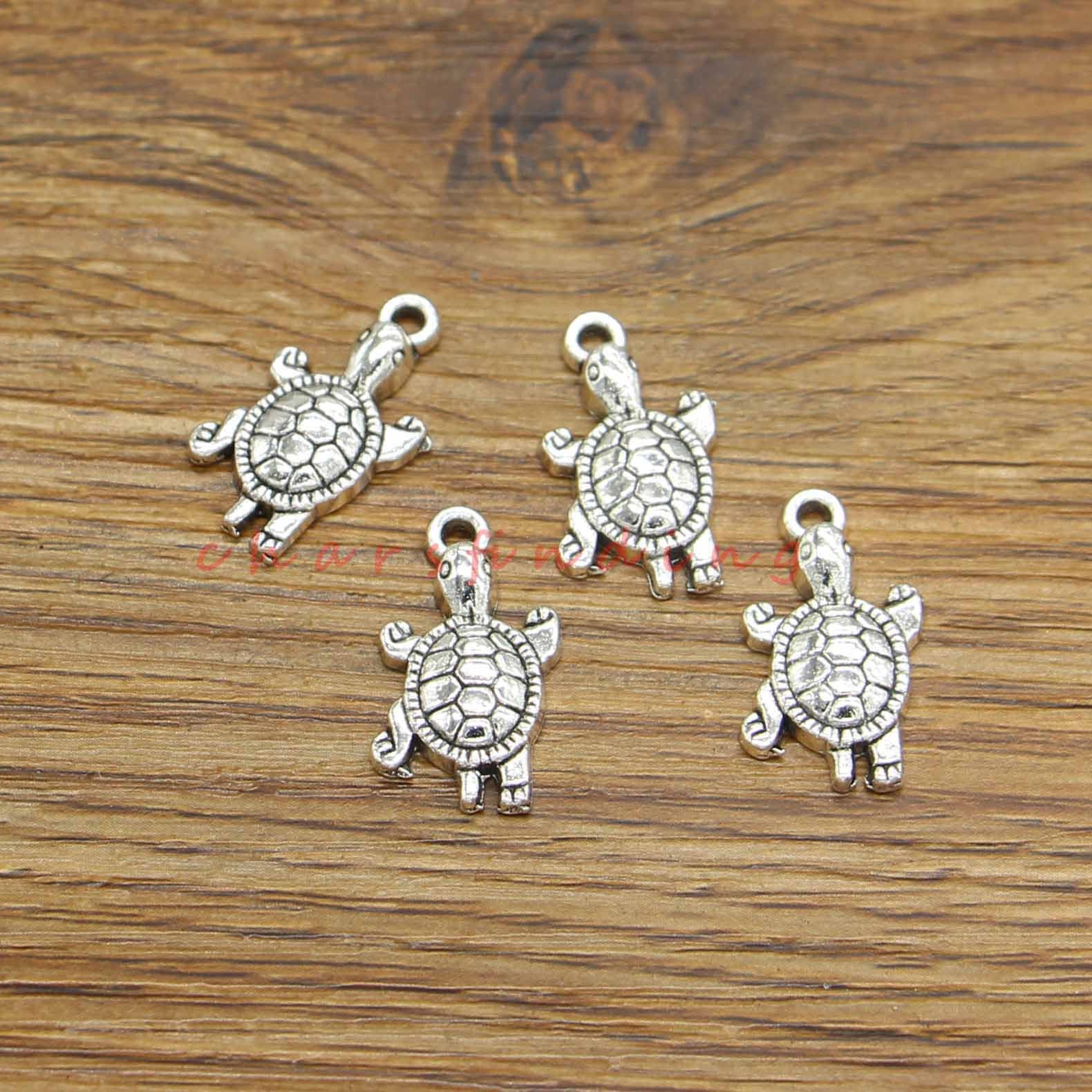 25pcs Turtle Charms Tortoise Charms Animal Charms Antique Silver Tone ...