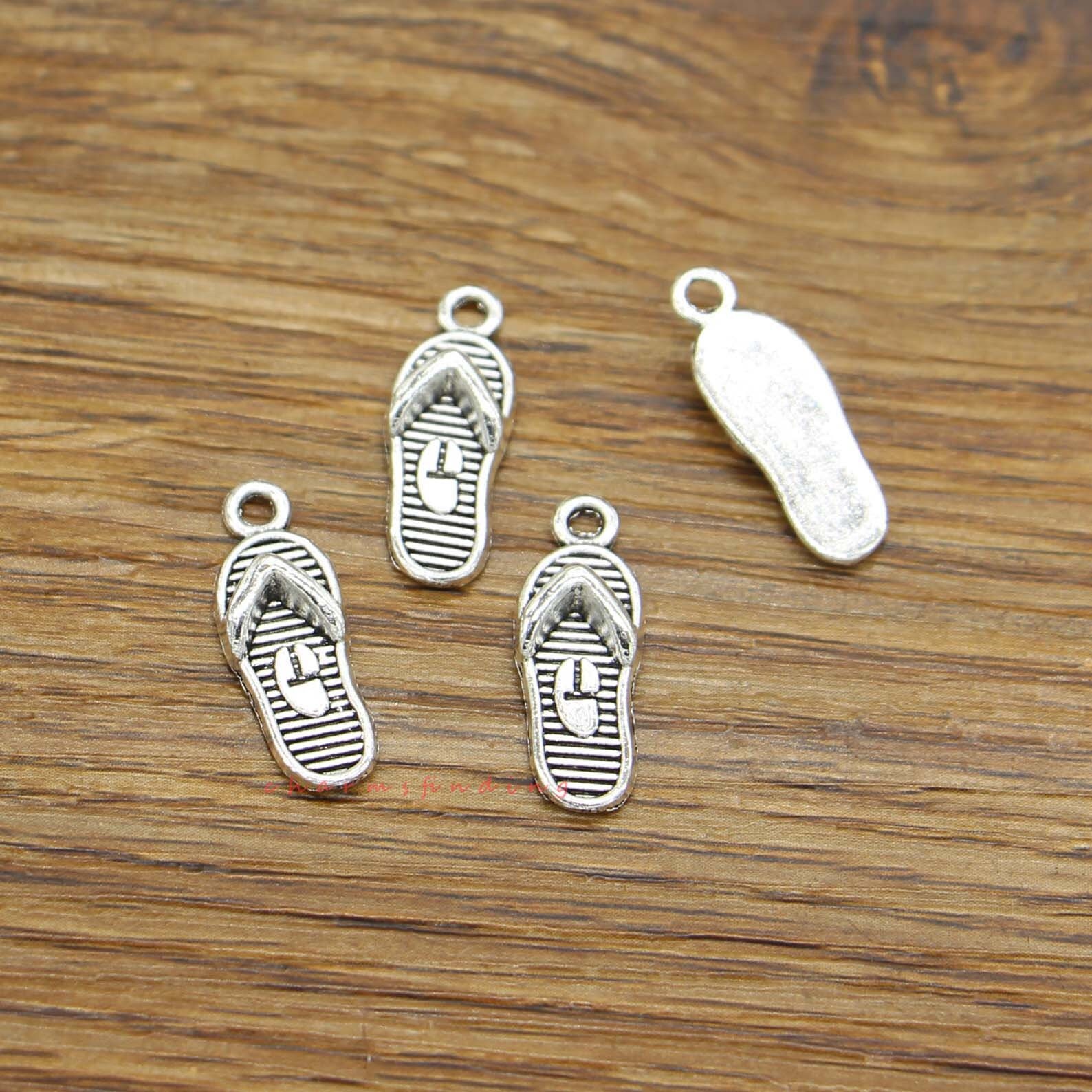 30pcs Flip Flop Charms Slipper Charms Antique Silver Tone - Etsy