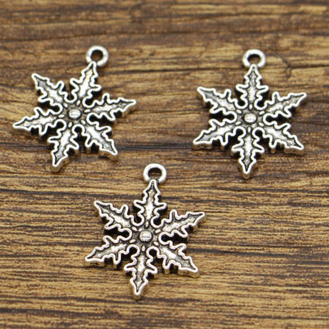 20pcs Snowflake Charms Snow Charms Winter Charms Antique Silver Tone ...