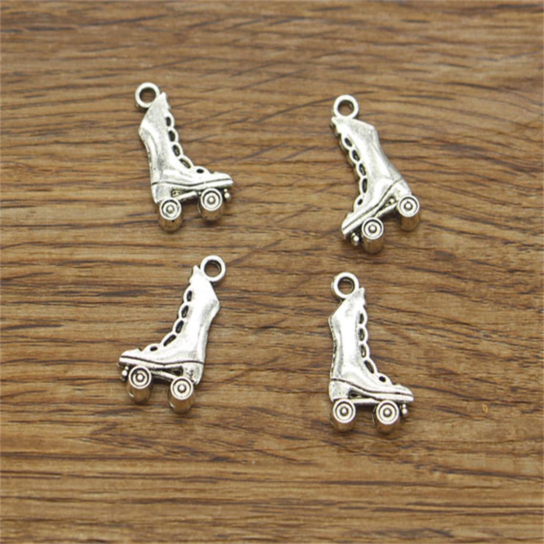 30pcs Roller Skate Charms Ice Skates Skating Charm Antique Silver Tone ...