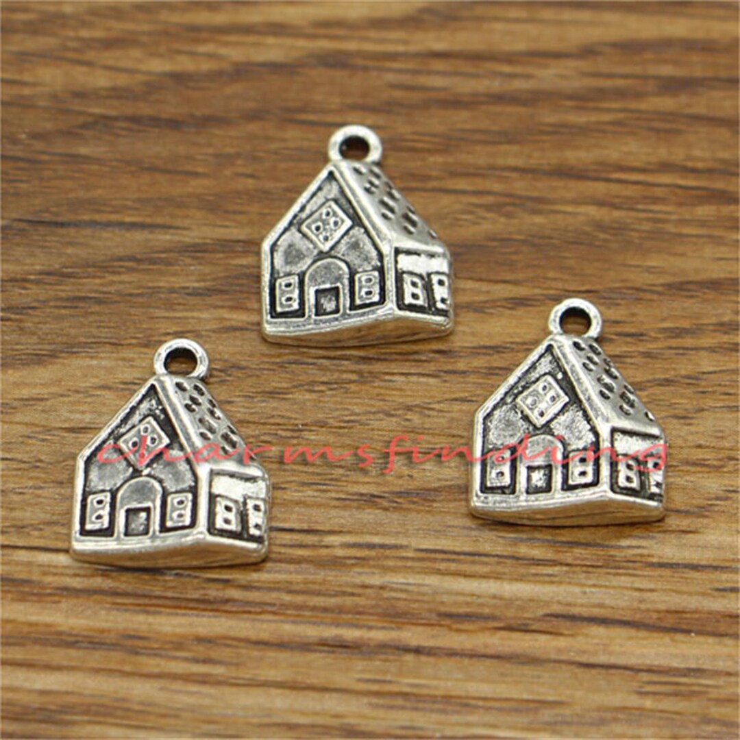 20pcs Gingerbread House Charm Christmas Charm Antique Silver Tone ...