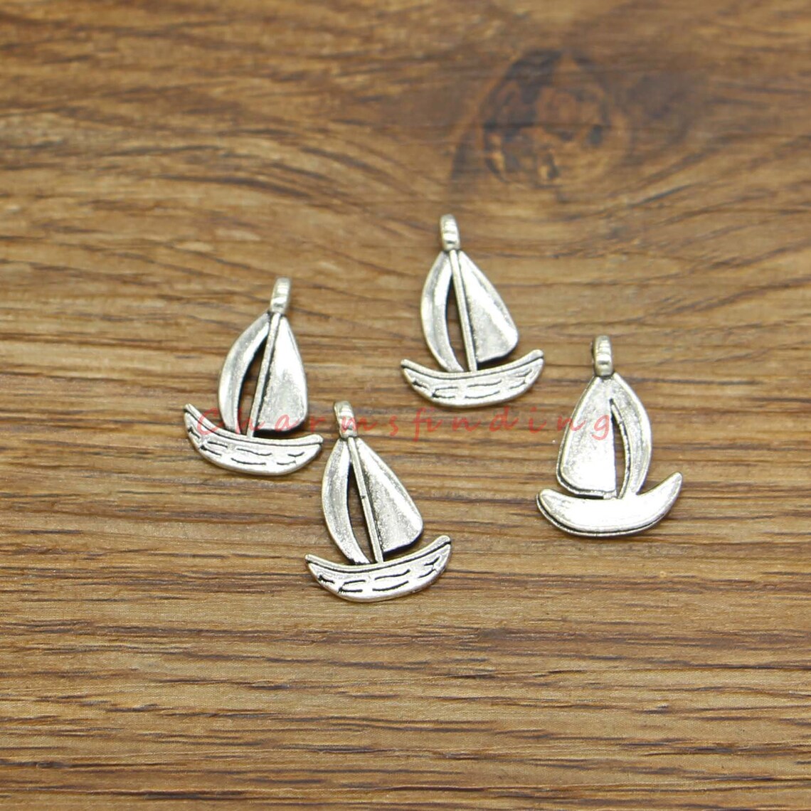 50pcs Sailboat Charms Sailing Boat Charms Antique Silver Tone 13x19mm ...