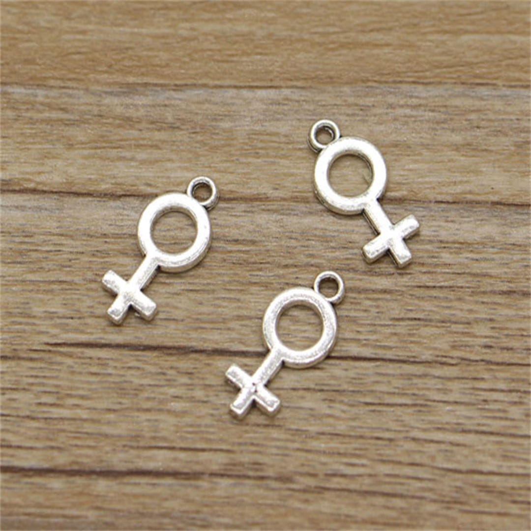 50pcs Gender Symbol Charms Female Charms Antique Silver Tone 8x18mm ...