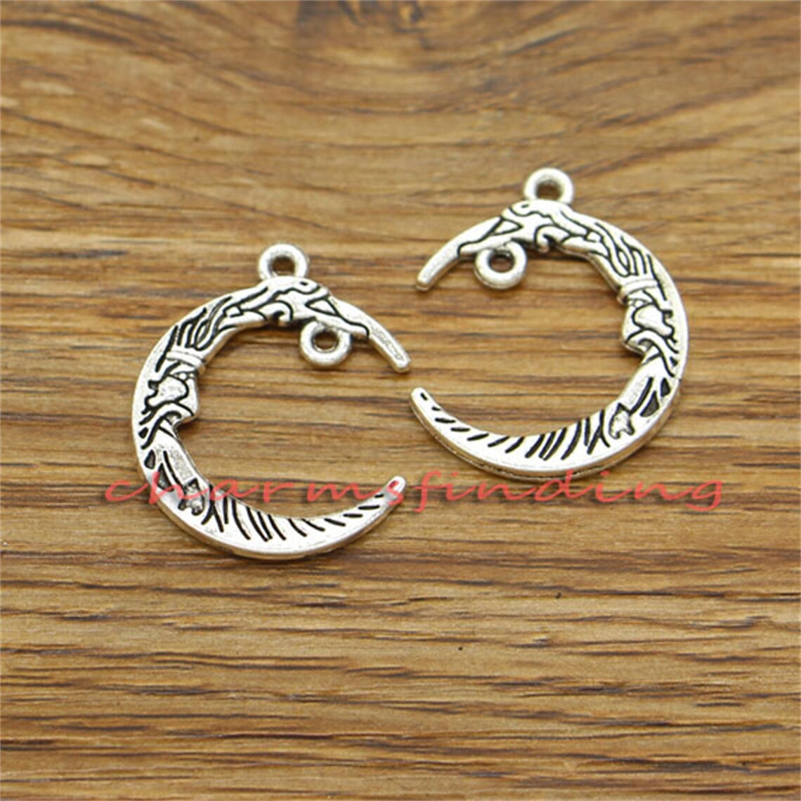 15pcs Moon Charms Moon Face Night Charms Antique Silver Tone 21x26mm ...