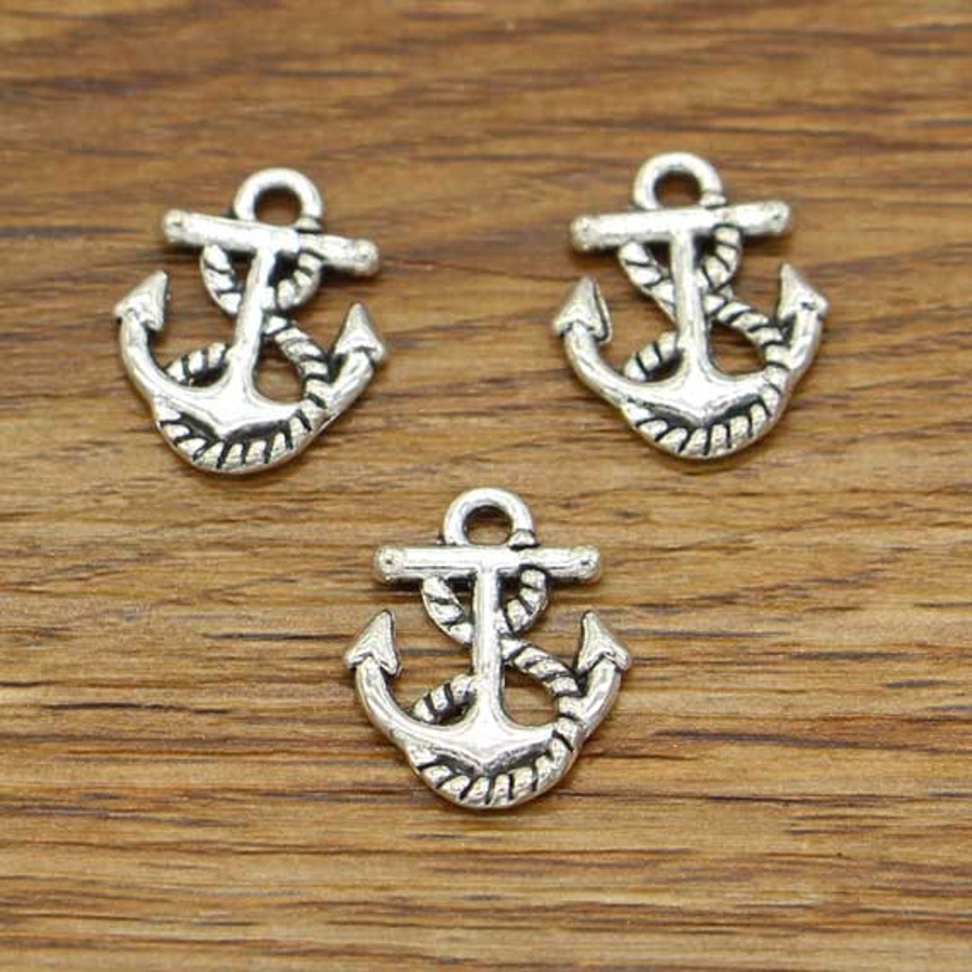 50pcs Anchor Charms Nautical Charms Antique Silver Tone - Etsy