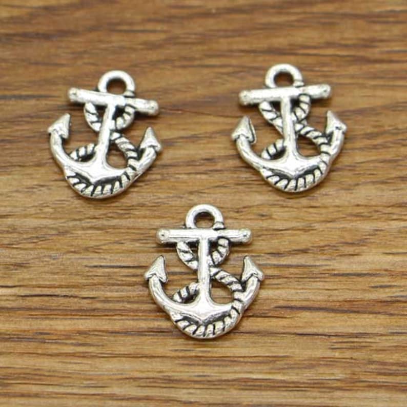 50pcs Anchor Charms Nautical Charms Antique Silver Tone - Etsy