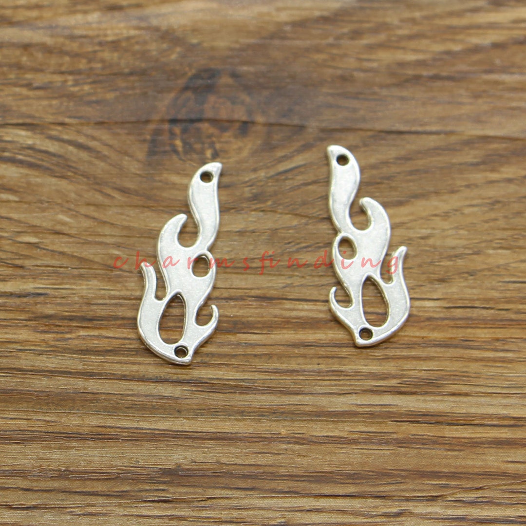 20pcs Flame Connectors Charms Blaze Fire Charm Links 2 Sided Antique ...