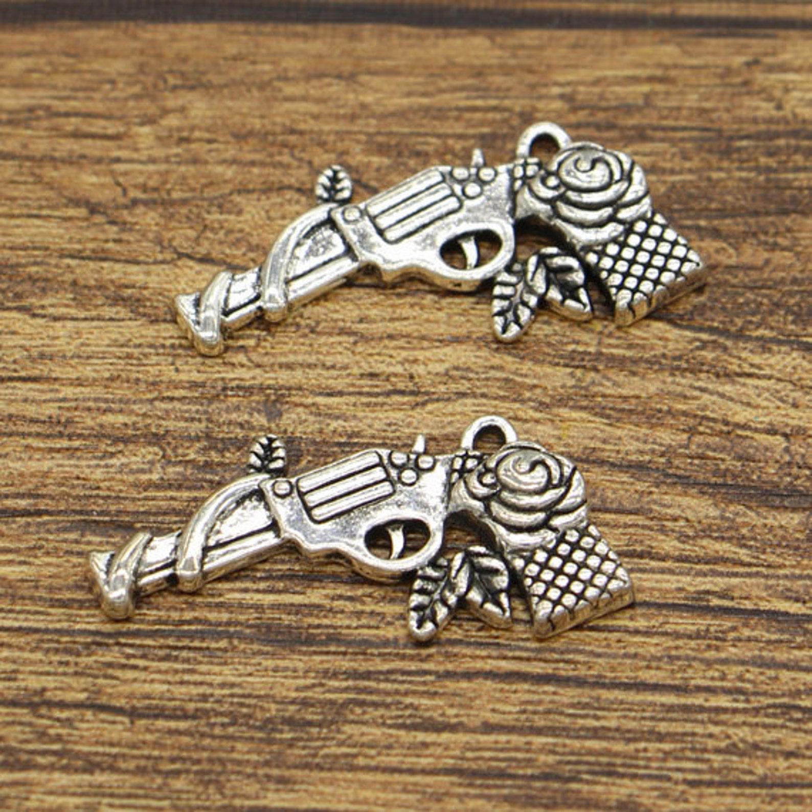 20pcs Large Gun Charms Toy Charms Antique Silver Tone 18x32mm | Etsy