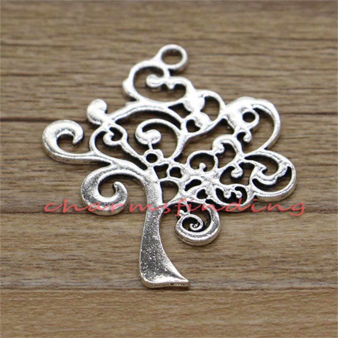 10pcs Tree Charms Family Wish Tree Charms 2 Sided Charm Antique Silver ...