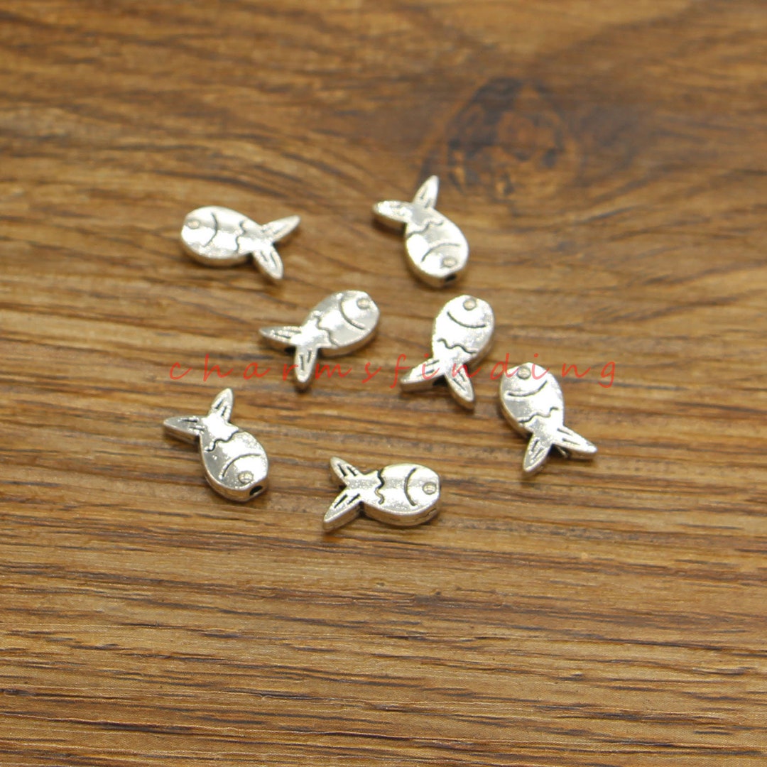 50pcs Fish Beads Animal Beads With 1mm Hole Approx Bulk Loose Metal ...