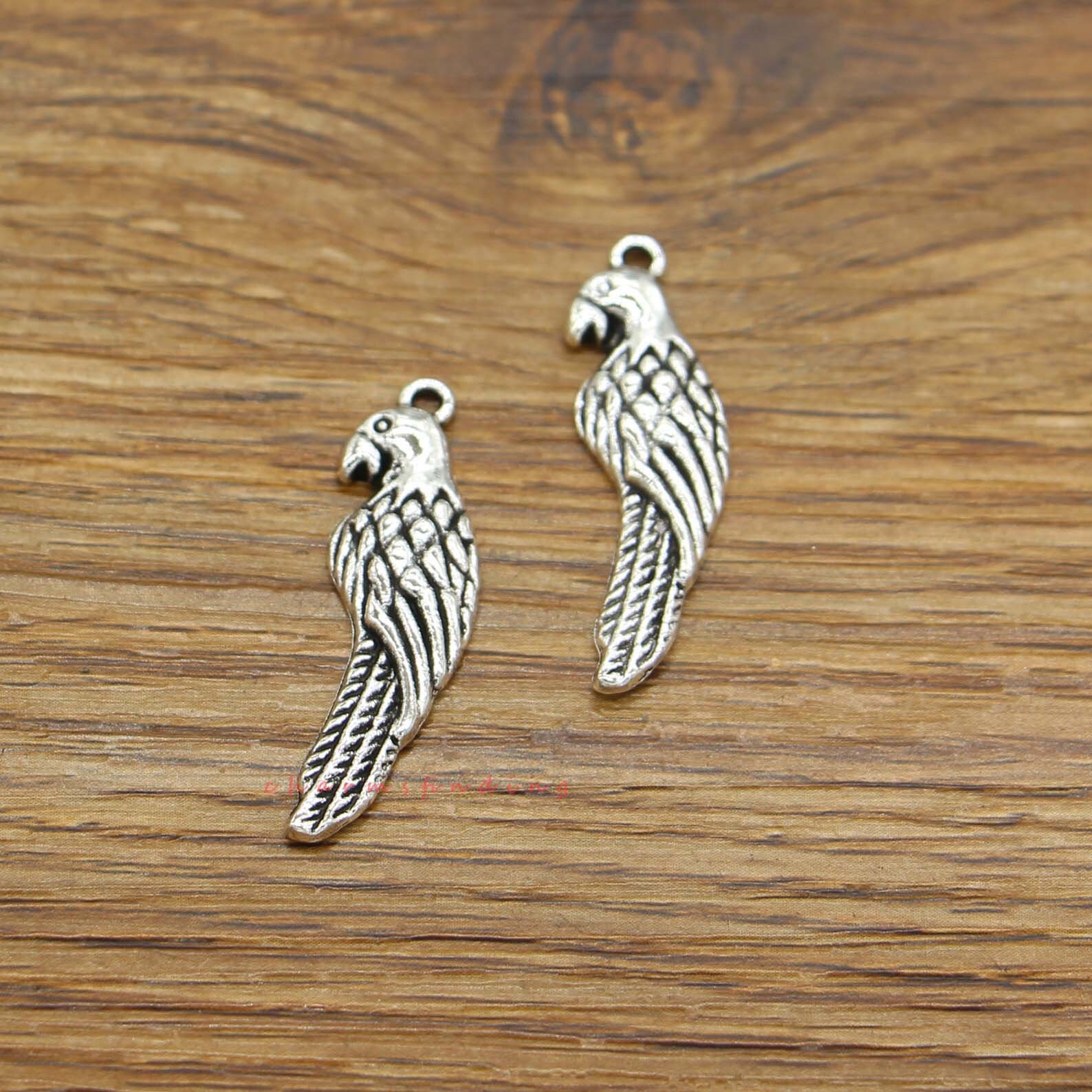 20pcs Parrot Charms Bird Charms Antique Silver Tone 10x35mm | Etsy