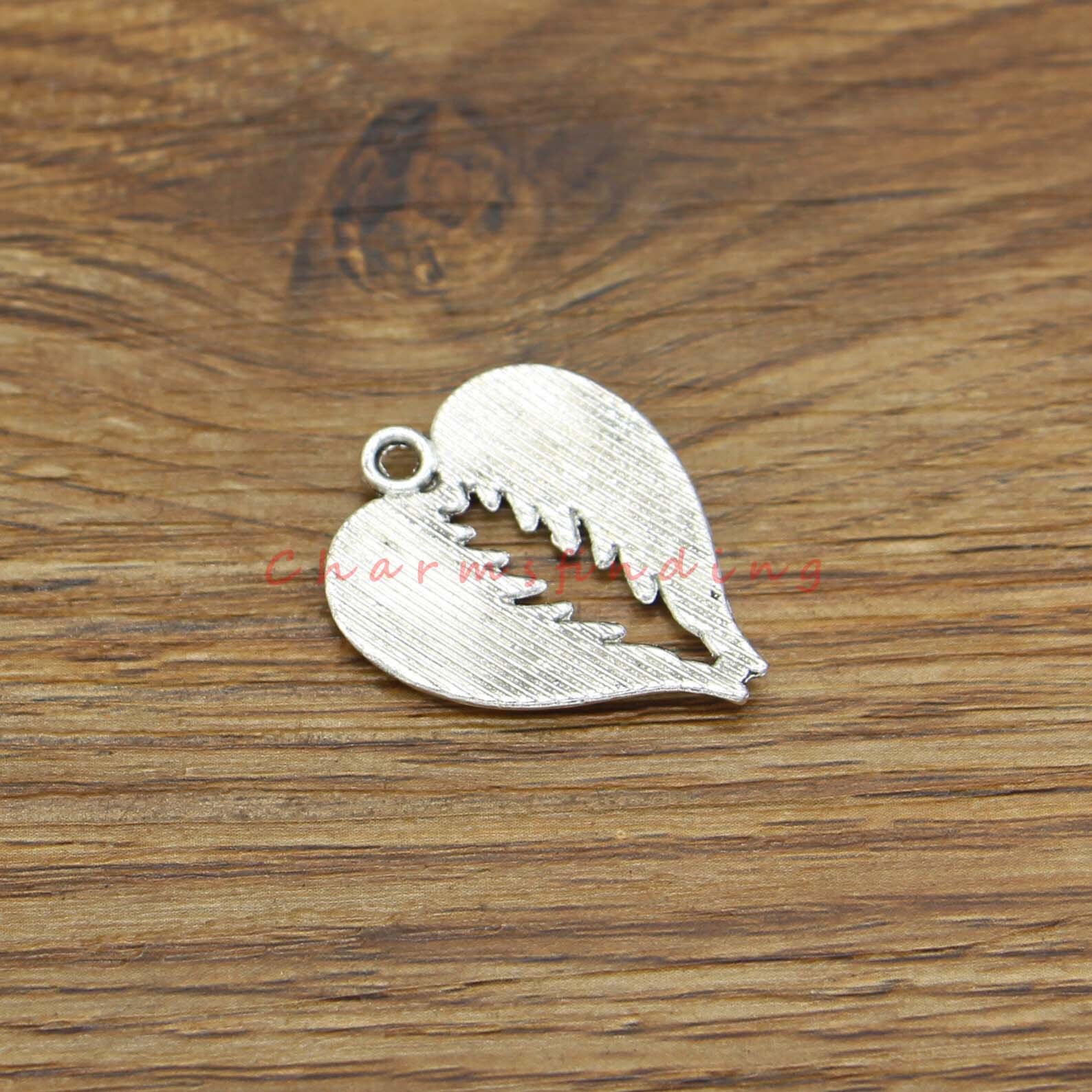 10pcs Angel Wing Heart Charm Antique Silver Tone 24x30mm Cf4049 - Etsy