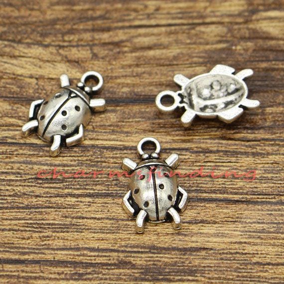 50pcs Ladybug Charms Insect Charms Antique Silver Tone 11x17mm - Etsy