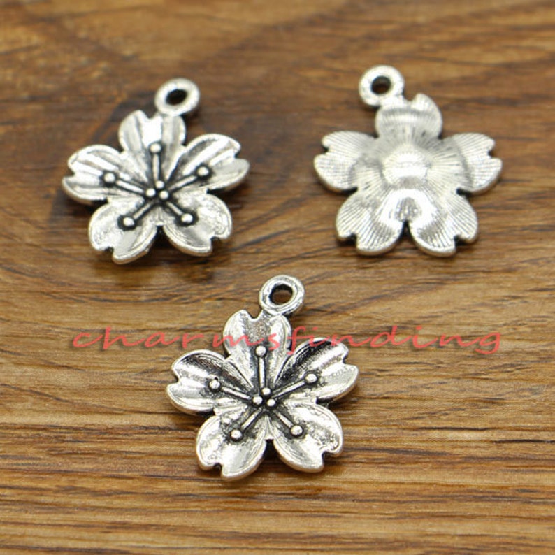 20pcs Flower Flowers Charms Garden Charms Antique Silver Tone - Etsy