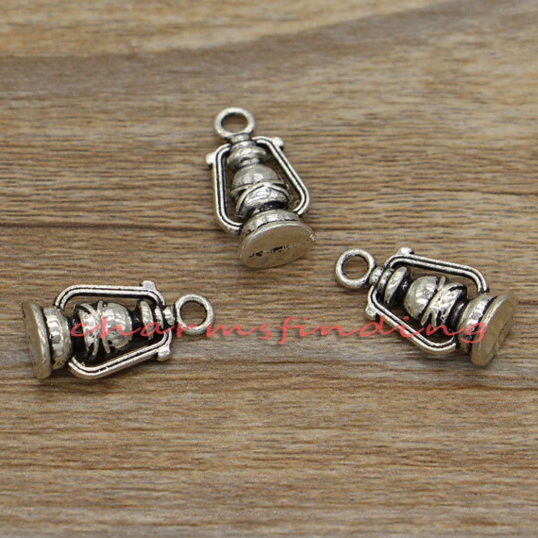 20pcs Lantern Charms Charms Oil Lamp Charms Antique Silver Tone 20x10mm ...