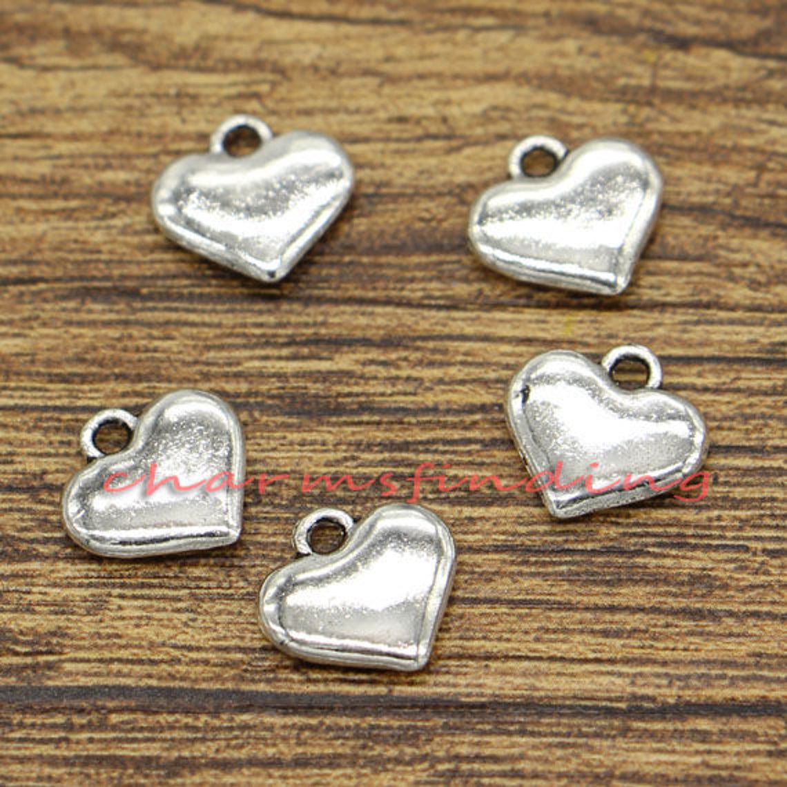 50pcs Heart Charms Valentines Charms Antique Silver Tone - Etsy
