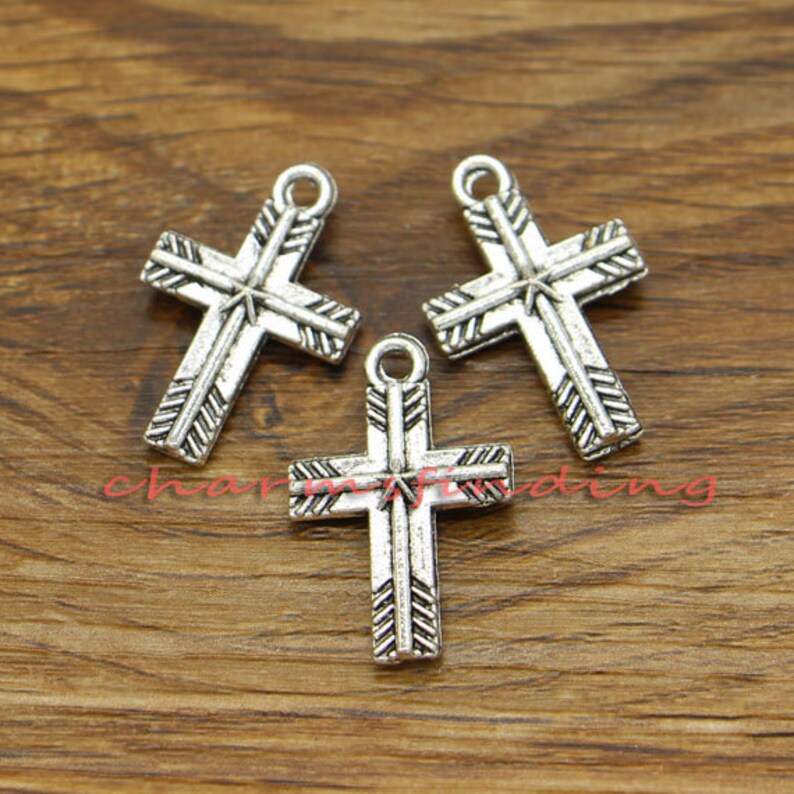 20pcs Cross Charms Religious Charms Antique Silver Tone | Etsy