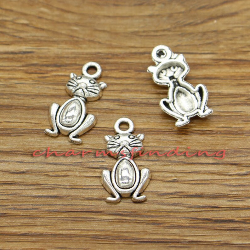 30pcs Cat Charms Animal Pet Charms Antique Silver Tone 11x20mm | Etsy