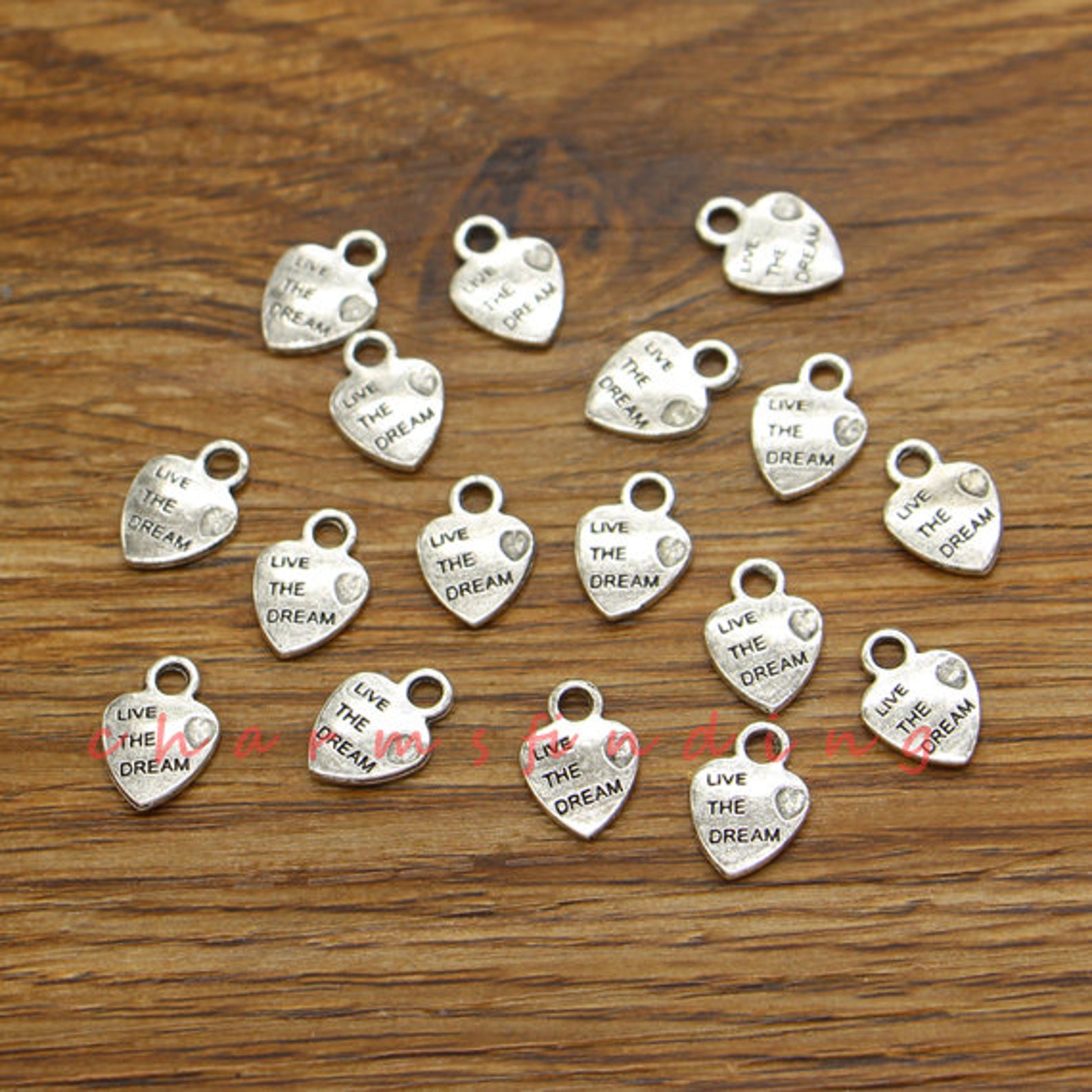 50pcs Live the Dream Heart Charms Dream Charms Antique Silver - Etsy