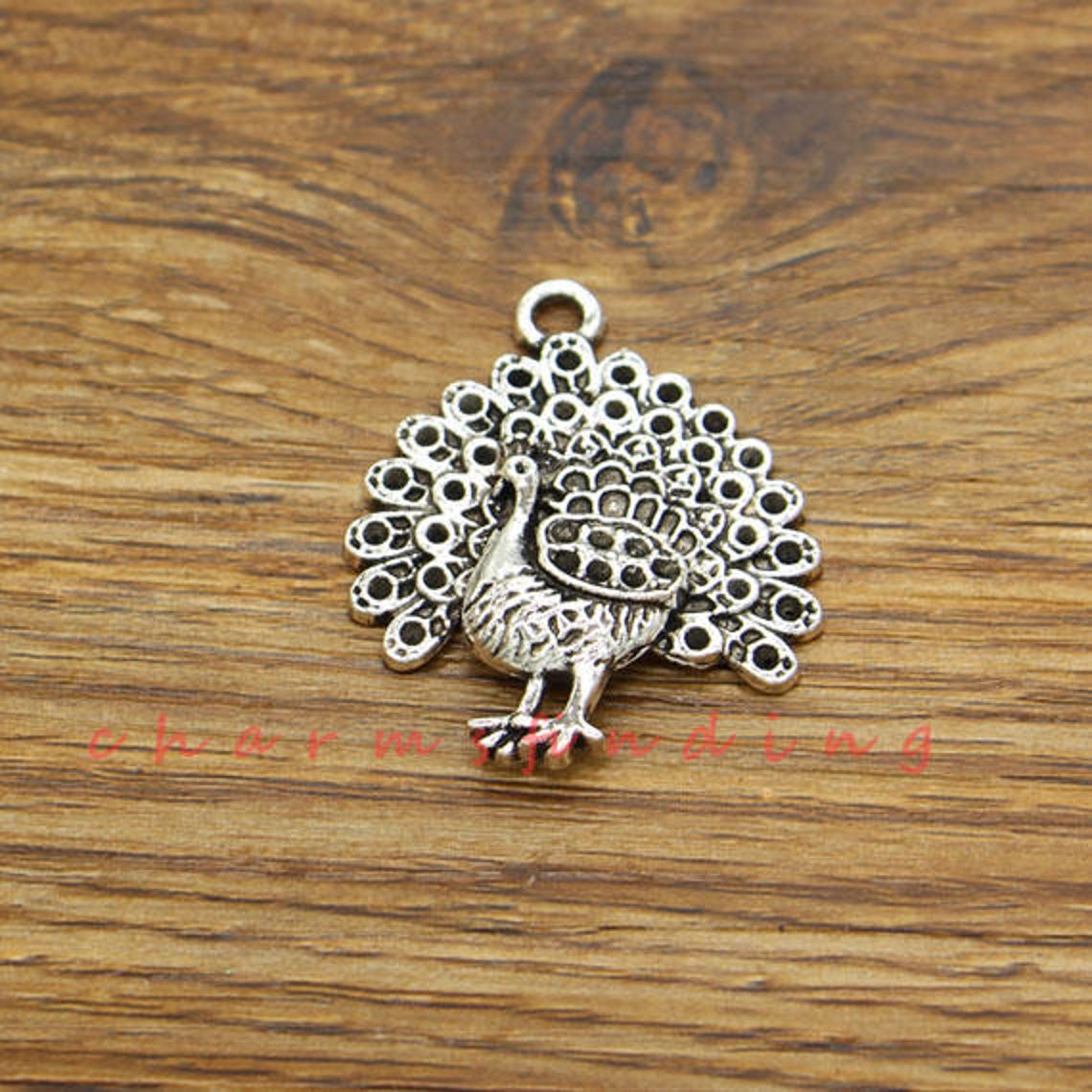 6pcs Peacock Charm Zoo Charm Antique Silver Tone 30x36mm | Etsy