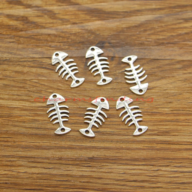 40pcs Fish Bone Connectors Charms Links Diy Jewelry Supplies Antique ...