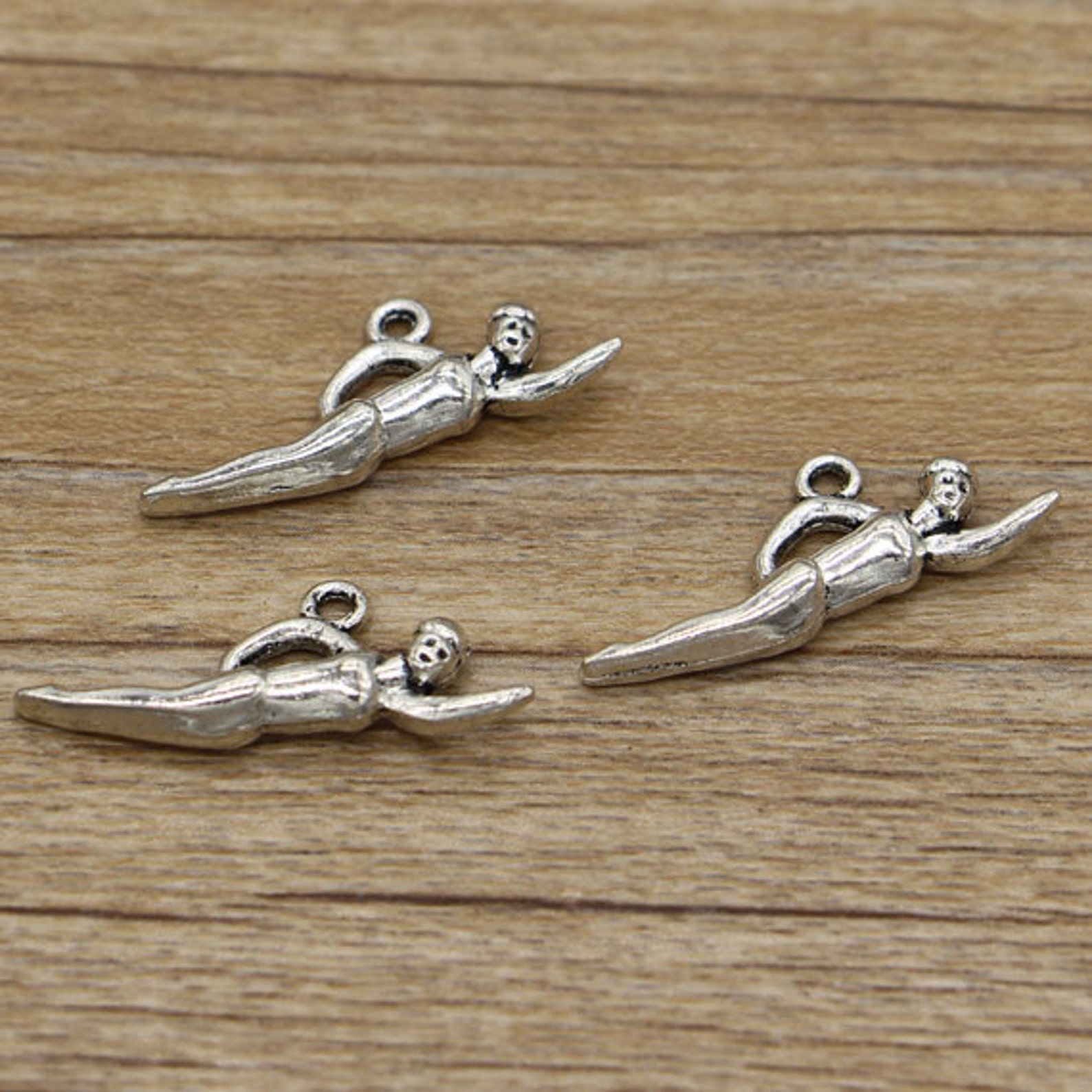 20pcs Swimming Charms Swimmer Charms Antique Silver Tone 29x11mm Cf2194 ...