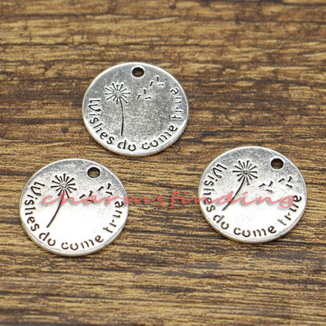 15pcs Wish Charms Wishes Do Come True Charms Round Word Tag Charms ...