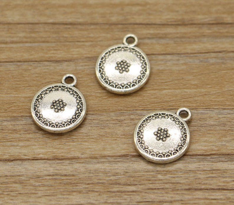 20pcs Flower Charms Foral Disc Charms Double Sided Antique | Etsy