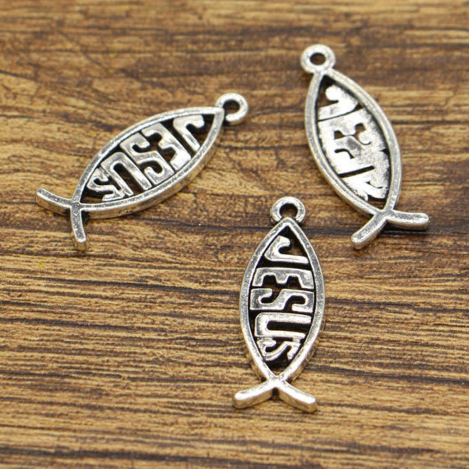20pcs Religious Charms Jesus Fish Charm Antique Silver Tone | Etsy