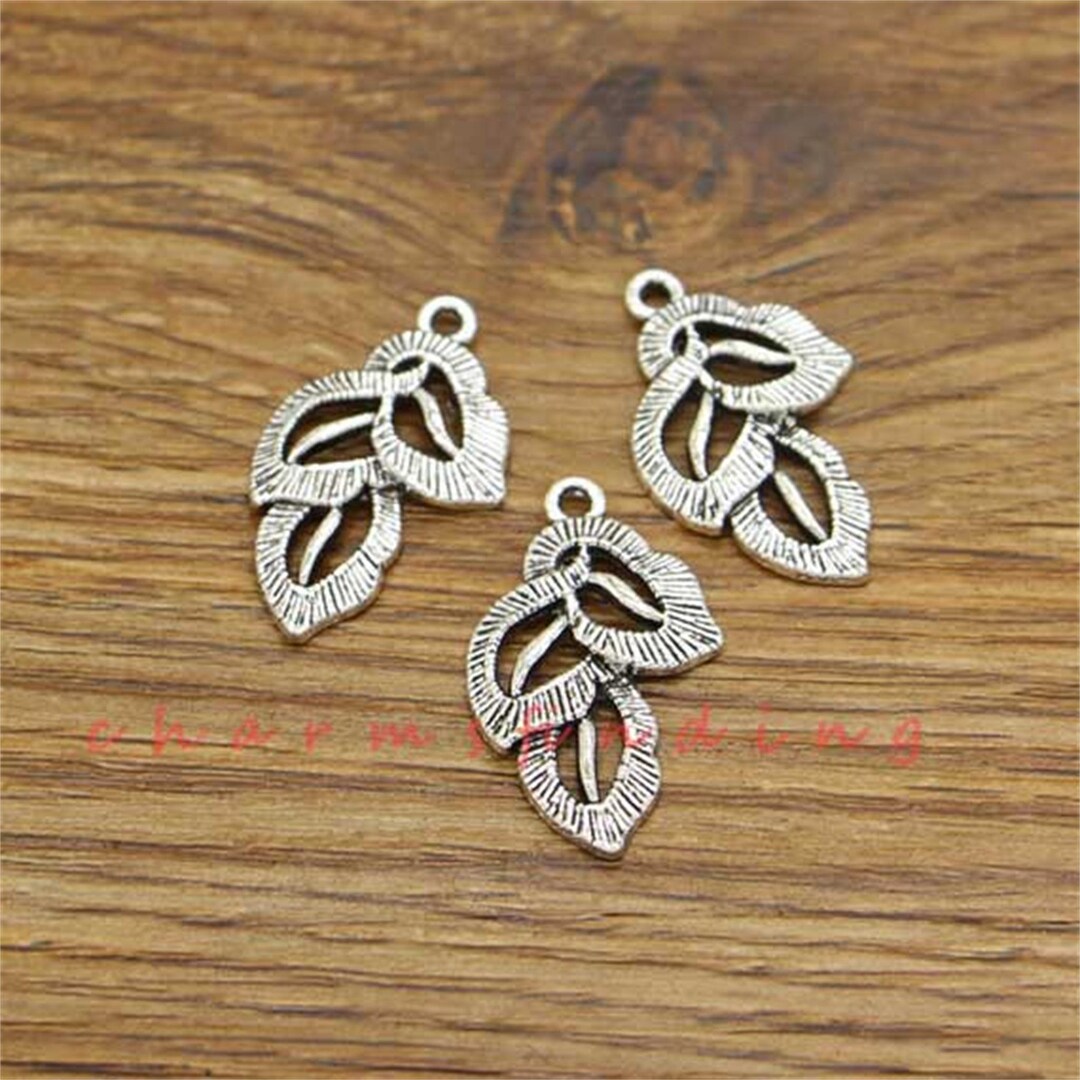 25pcs Leaf Charms Tree Leaves Antique Silver Tone 16x27mm Cf3767 - Etsy