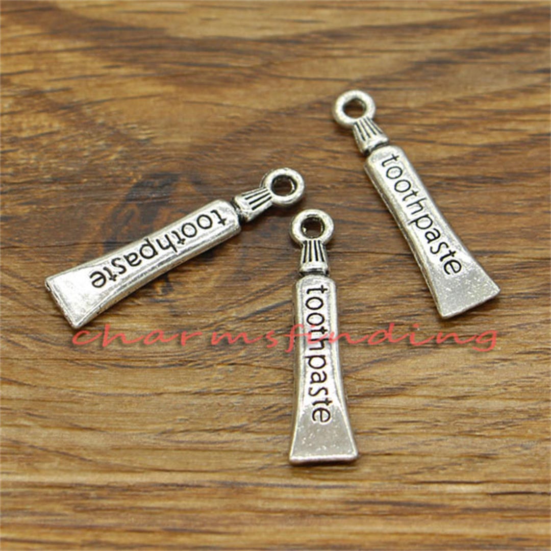 30pcs Toothpaste Charms Teeth Charm Antique Silver Tone 28x7mm Cf1606 ...