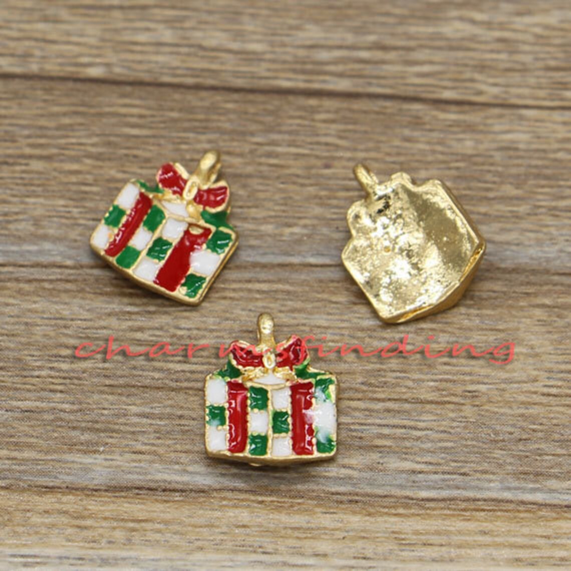 10pcs Christmas Gift Charms Colorful Present Charms Gold - Etsy