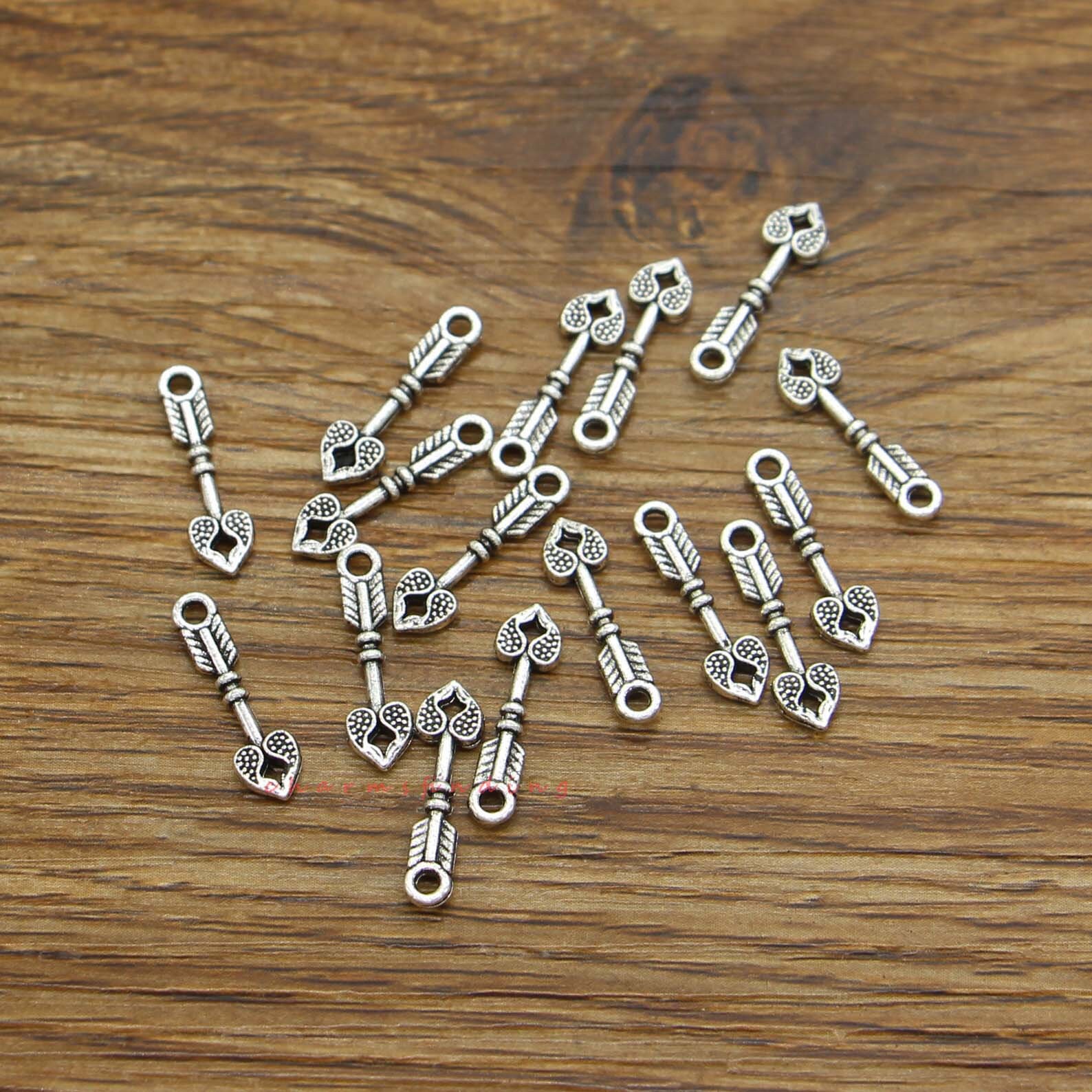 100pcs Arrow Charms Double Sided Bulk Charms Antique Silver Tone 5x17mm ...
