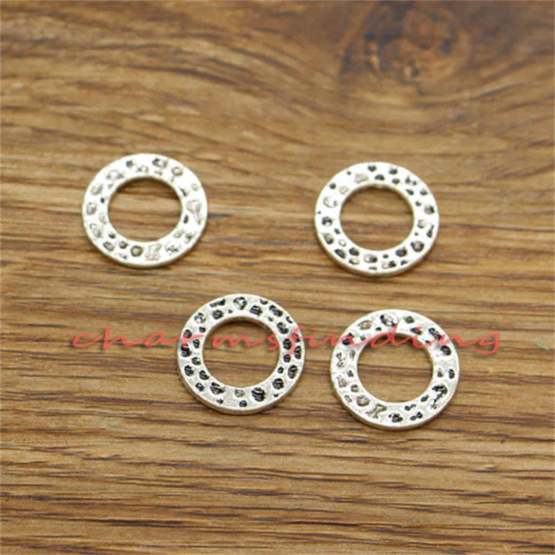 50pcs Circle Charms Round Connector Charms Antique Silver Tone 15x15mm ...