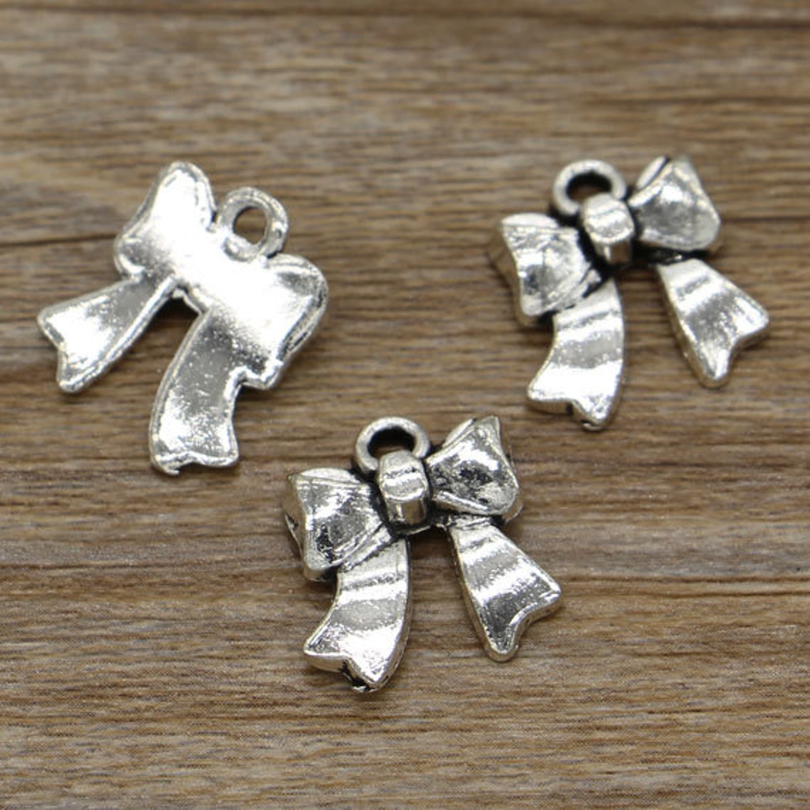 20pcs Bow Charms Wedding Ribbon Charms Antique Silver Tone - Etsy