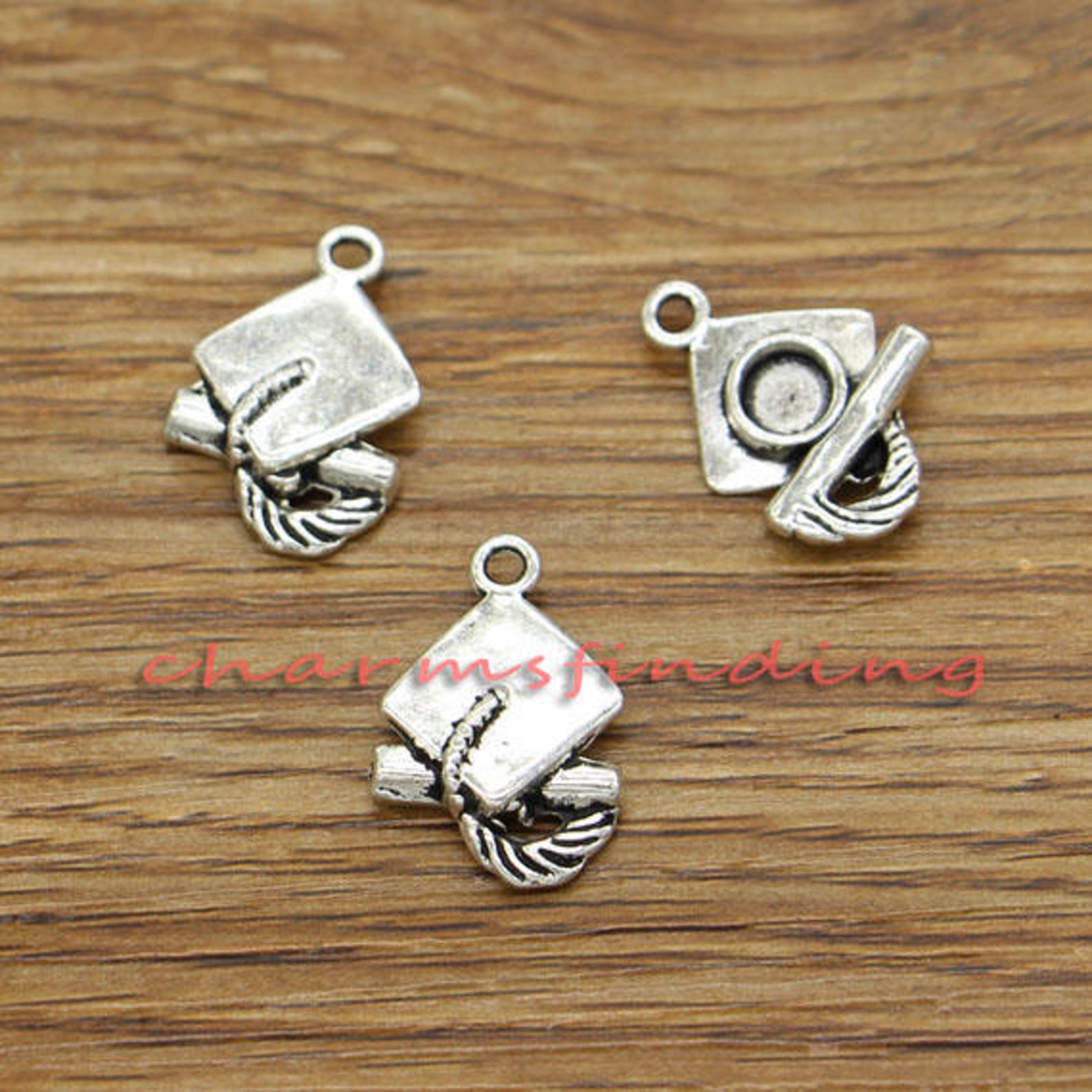 20pcs Graduation Hat Charms Hat Charms Antique Silver Tone | Etsy