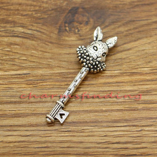 6pcs White Rabbit Key Pendants Charms Antique Silver Tone - Etsy