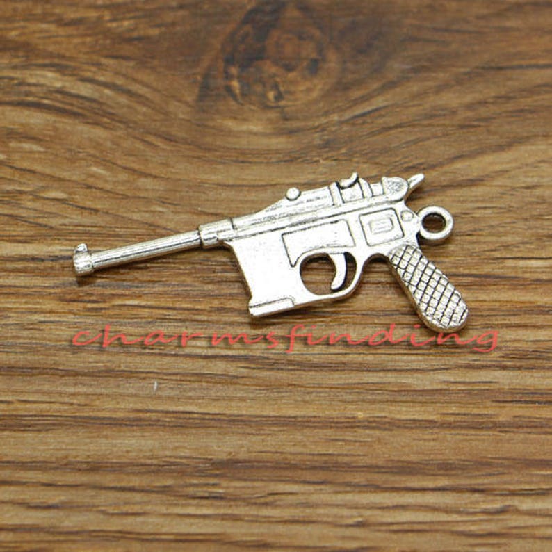 10pcs Gun Charms 2 Sided Revolver Hand Gun Charms Antique - Etsy