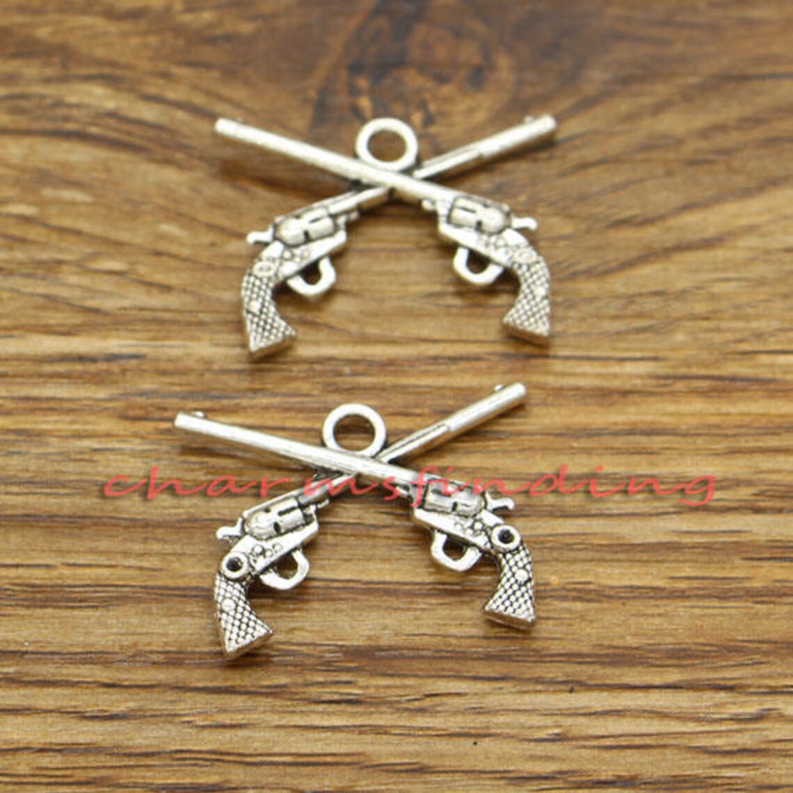 15pcs Gun Charms 2 Sided Revolver Hand Gun Charms Antique | Etsy