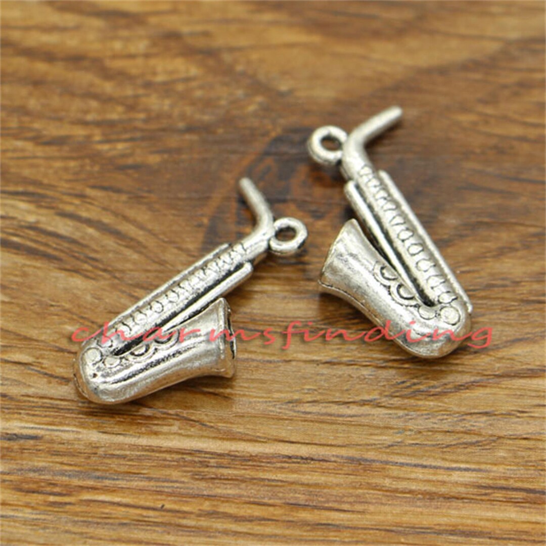 15pcs Saxophone Charms Orchestral Music Charm Antique Silver Tone ...