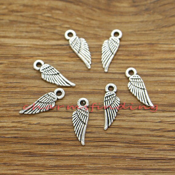 50pcs Angel Wing Charms Bird Wing Charms Antique Silver Tone - Etsy