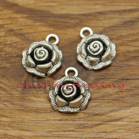 20pcs Rose Flower Charms Floral Charms Antique Silver Tone - Etsy